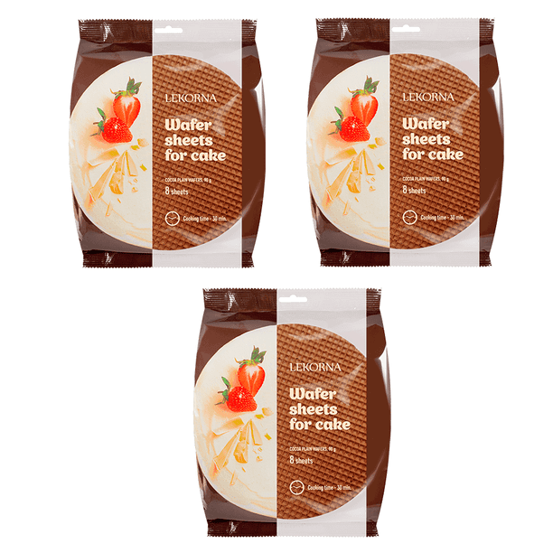 3 Pack Wafer Sheets Pack of 8 Round Tort Veselka Wafers Cocoa Plain W3 ...