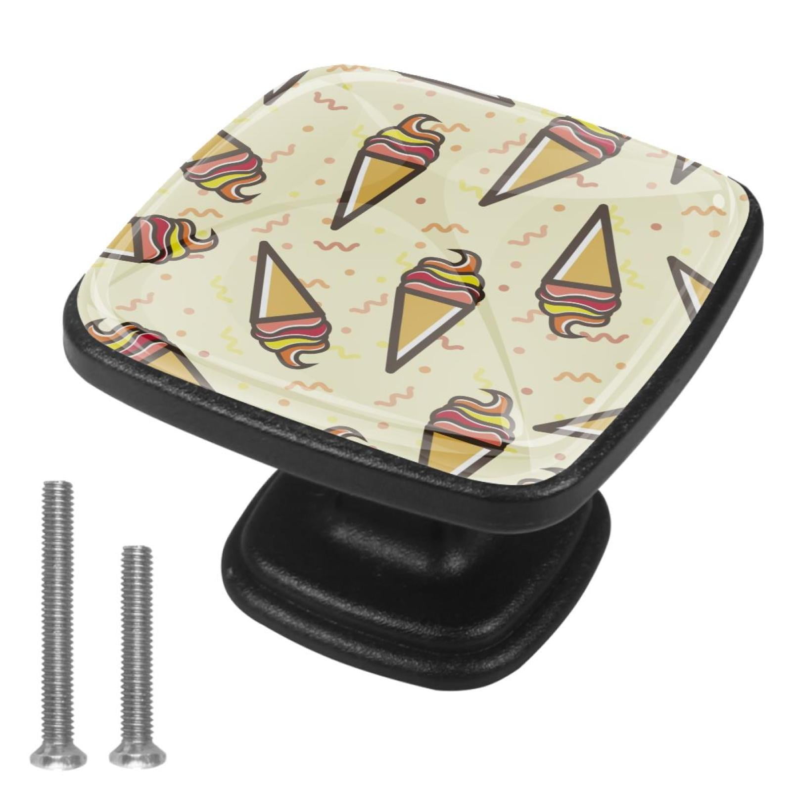 4 Pcs Cabinet Handle Drawer Pulls Ice Cream Knobs with Screws Square ...