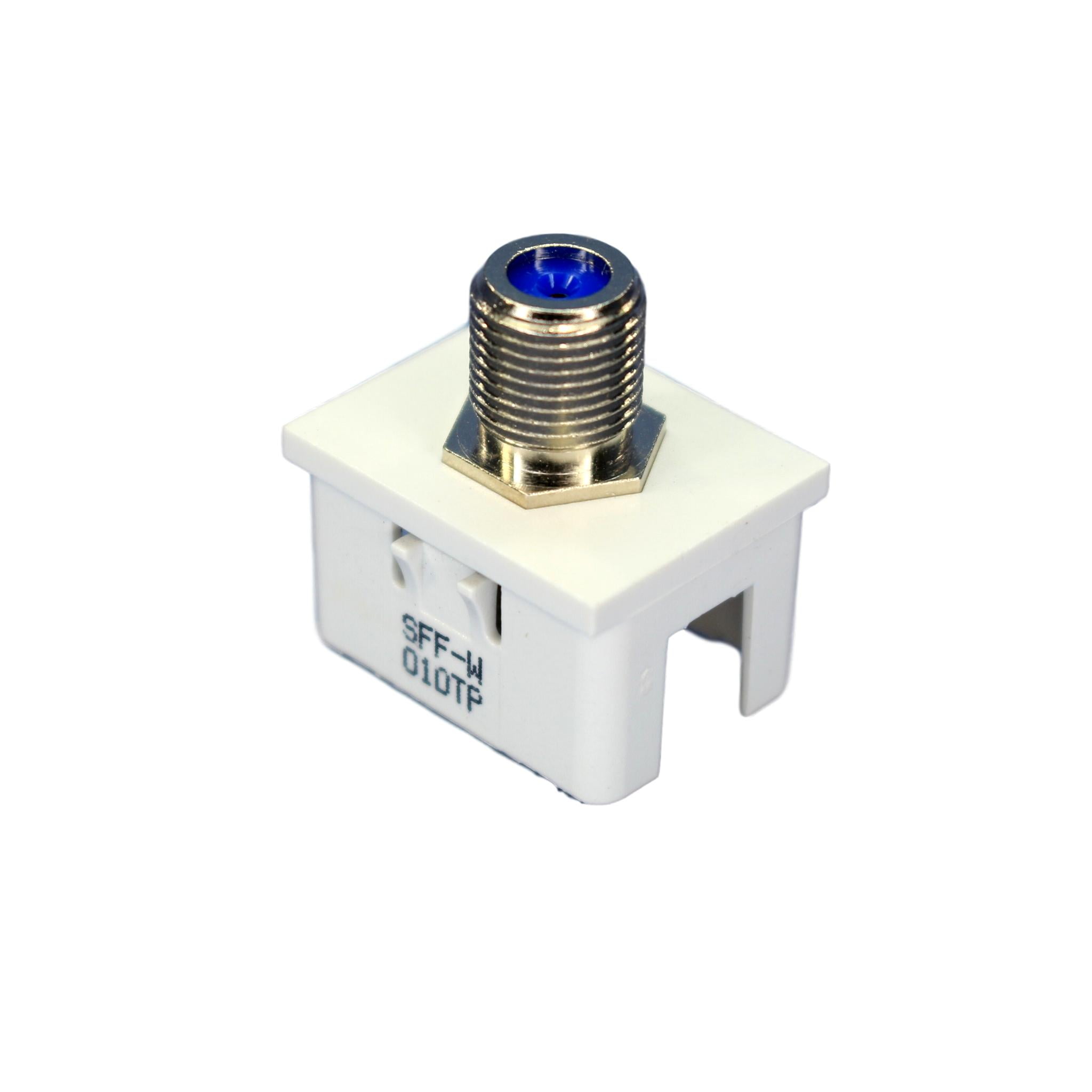 P&S White F-Type Recessed Self-Terminating Coax Video Cable Smooth Jack ...