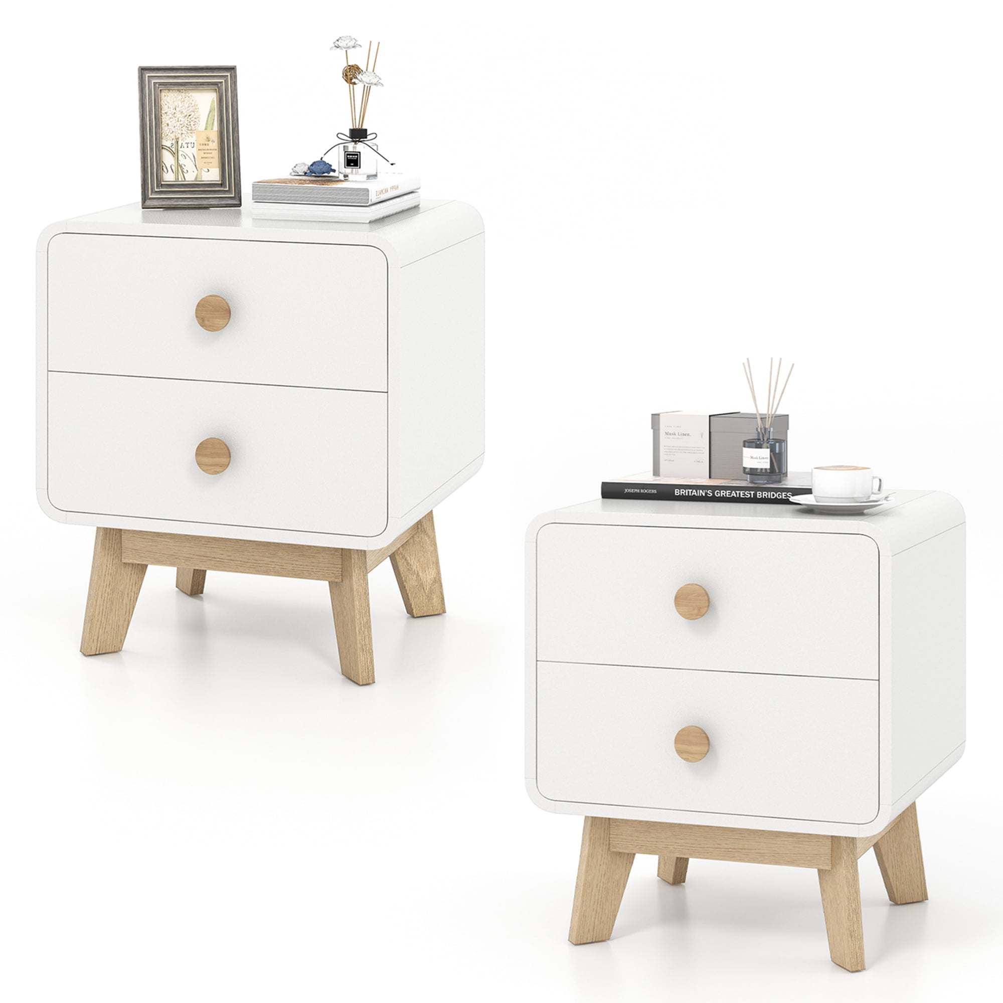 Click here for Costway 2 Pcs Nightstand Mid Century Modern Bedsid... prices