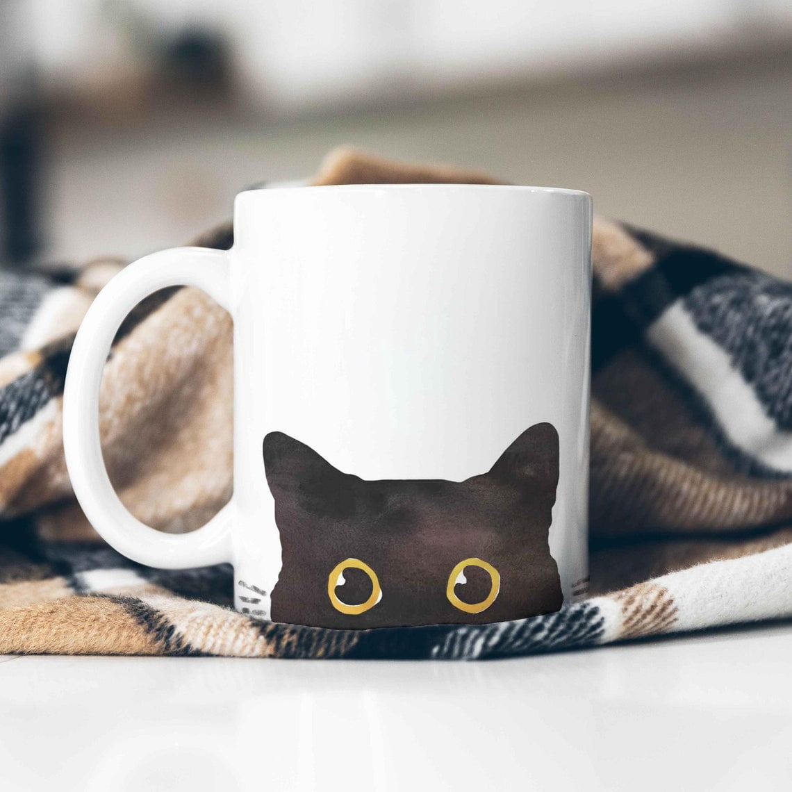 Click here for Peeking Cat Mug With Funny Artwork  Custom Black C... prices