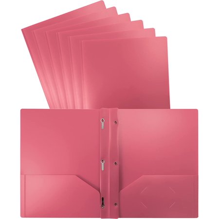 Better Office Products Pink 2 Pocket Folders with Prongs, Heavyweight ...