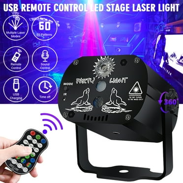 DJ Party Lights Stage Laser RGB Sound Activated Disco Strobe Lighting ...