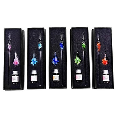 Bueautybox Handmade Glass Dipped Pen Set - Crystal Signature Pen with ...