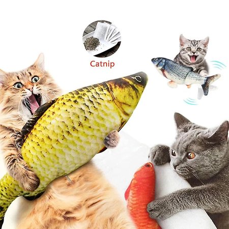 Moving Fish Cat Toy, Usb Charging Electric Flopping Cat Kicker Fish Toy ...