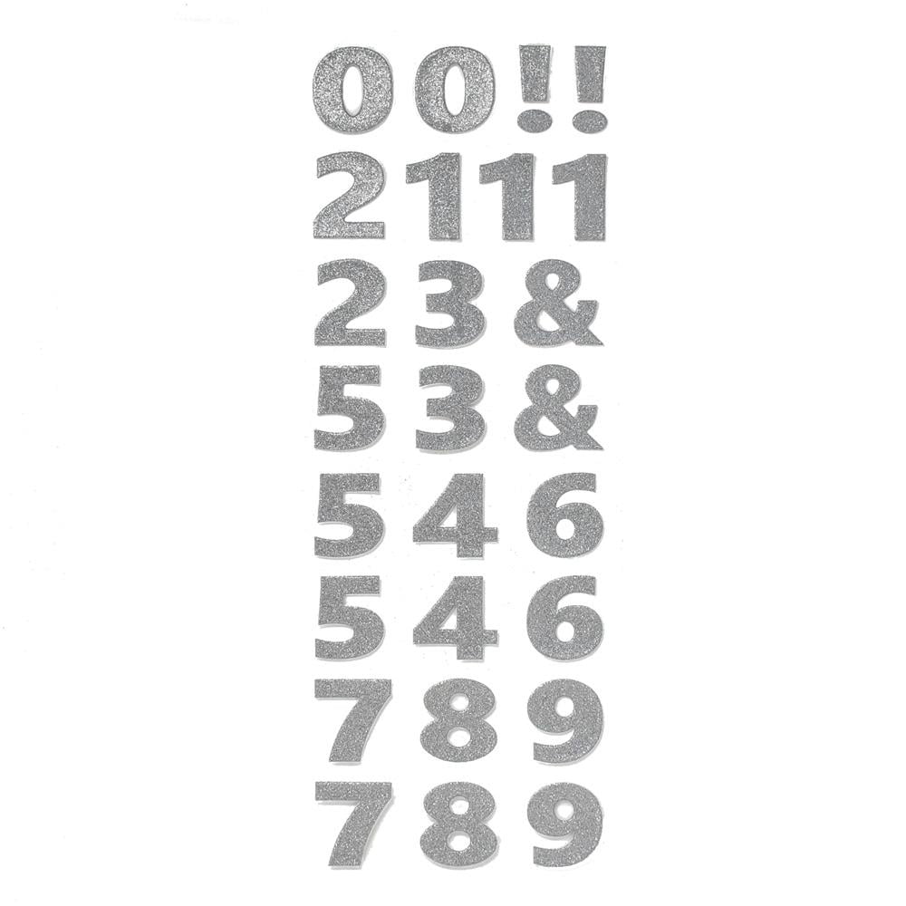 Big Glitter Number Stickers, Silver, 2-Inch, 26-Piece - Walmart.com