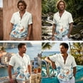 Renewold Koi Fish Wave Print Matching Outfits for Couples Button-Down ...