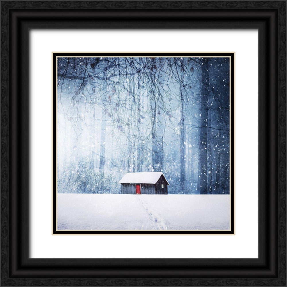 Hamiti, Bess 20x20 Black Ornate Wood Framed with Double Matting Museum ...