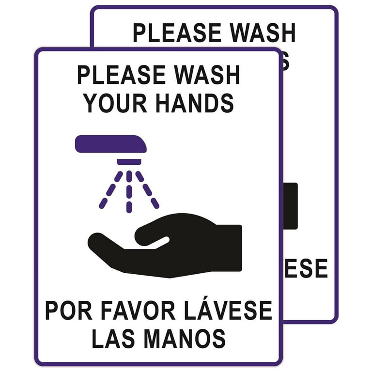 Please Wash Your Hands Sign English And Spanish