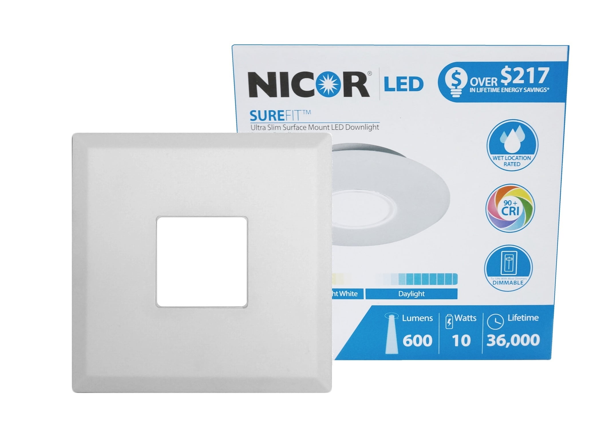 Nicor Lighting DLF-10-120-4K-SQ-WH 5.13 in. Sure Fit Square Ultra Slim ...