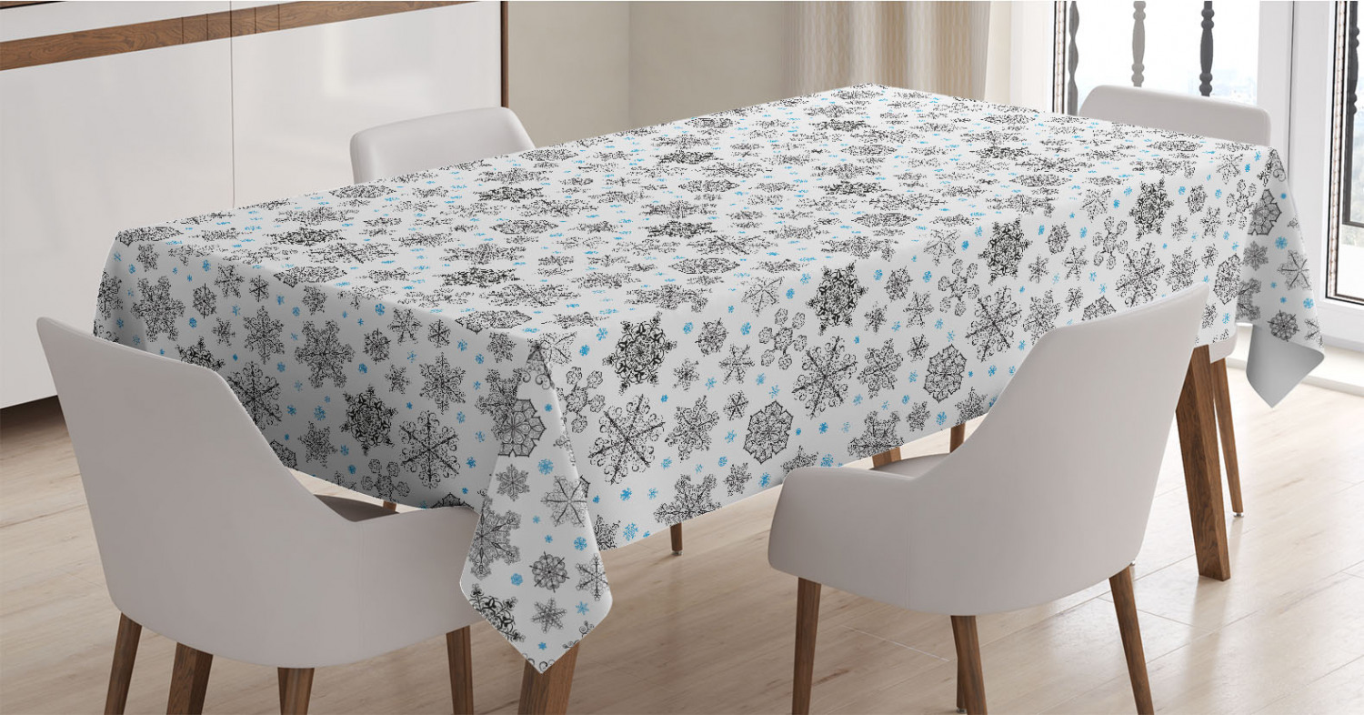 Snowflake Tablecloth, Lace Style Arrangement of Snowflakes Winter ...