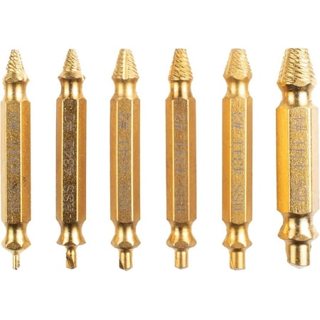NETSENG Strip Screw Extractor Set Of 6 Titanium Plated 4341 High Speed ...