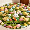 Easter Bunny Welcome Mat Round Holiday Absorbent Non- Floor Rug for ...