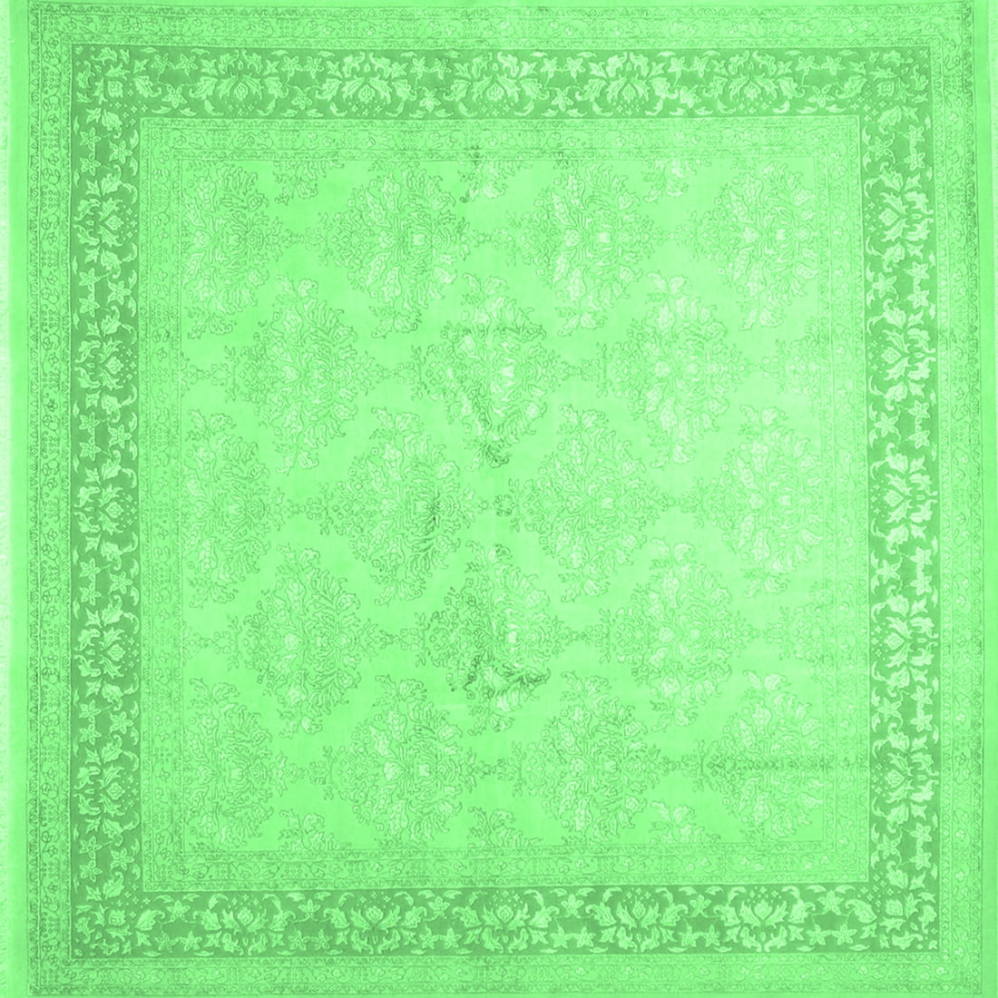 Ahgly Company Indoor Square Abstract Emerald Green Contemporary Area ...