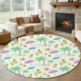 Cartoon Coconut Trees Round Rug 8ft Washable Circle Rugs Non Slip ...
