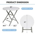 TBKLEY 32" Round Folding Table Portable Indoor Outdoor Plastic Dining ...