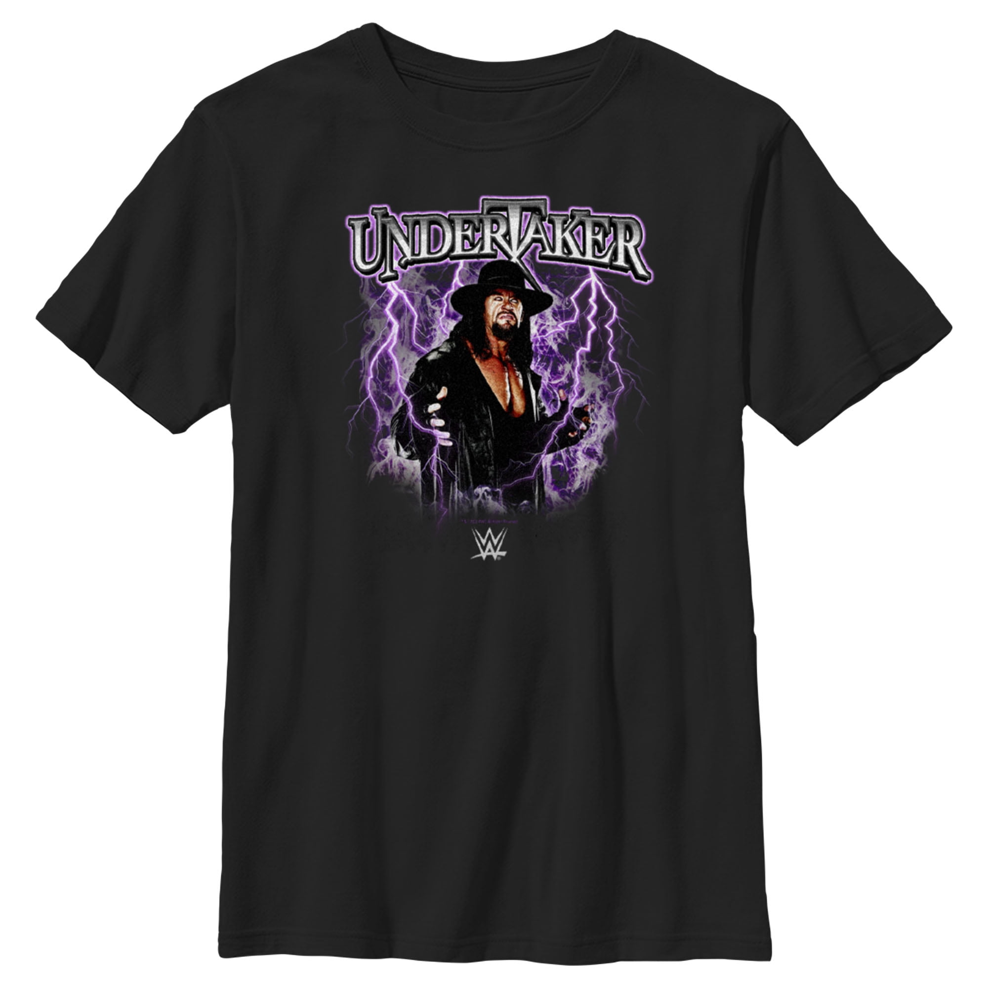 Boy's WWE Undertaker Purple Lightning Logo Graphic Tee Black Large ...