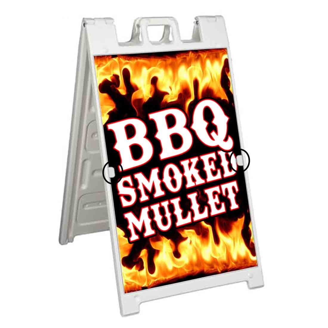 BBQ Smoked Mullet (24" X 36") Deluxe A-Frame Signicade, Includes 2 ...