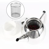 1L Stainless Steel Teapot Coffee+Tea Pot Water Kettle with Filter Large ...