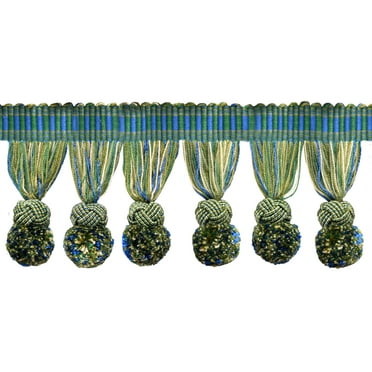 3 3/4" (9.5cm) Long Decorative Beaded Fringe Trim with Fancy Gimp ...
