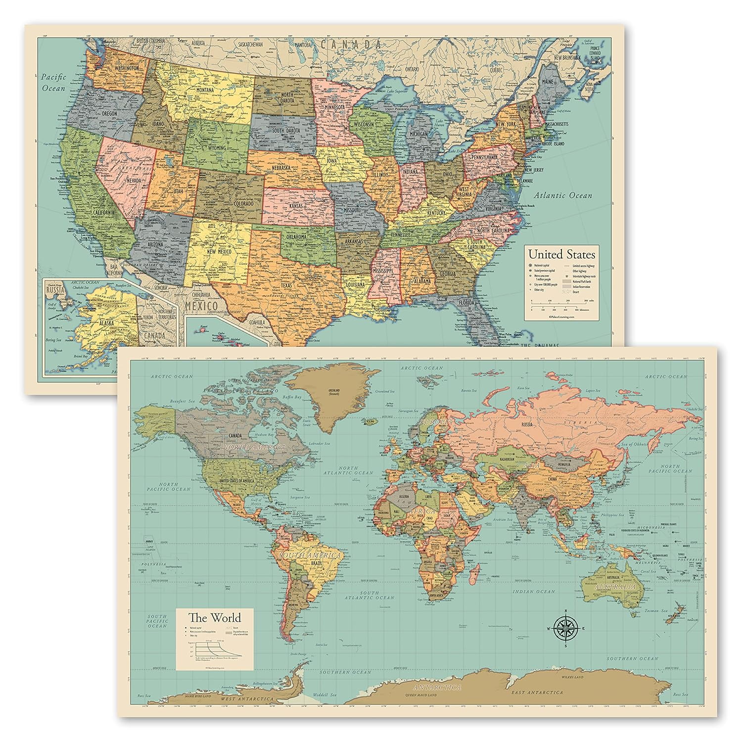 Click here for Salafire 2 Pack - World Map Poster & Usa Map Chart... prices