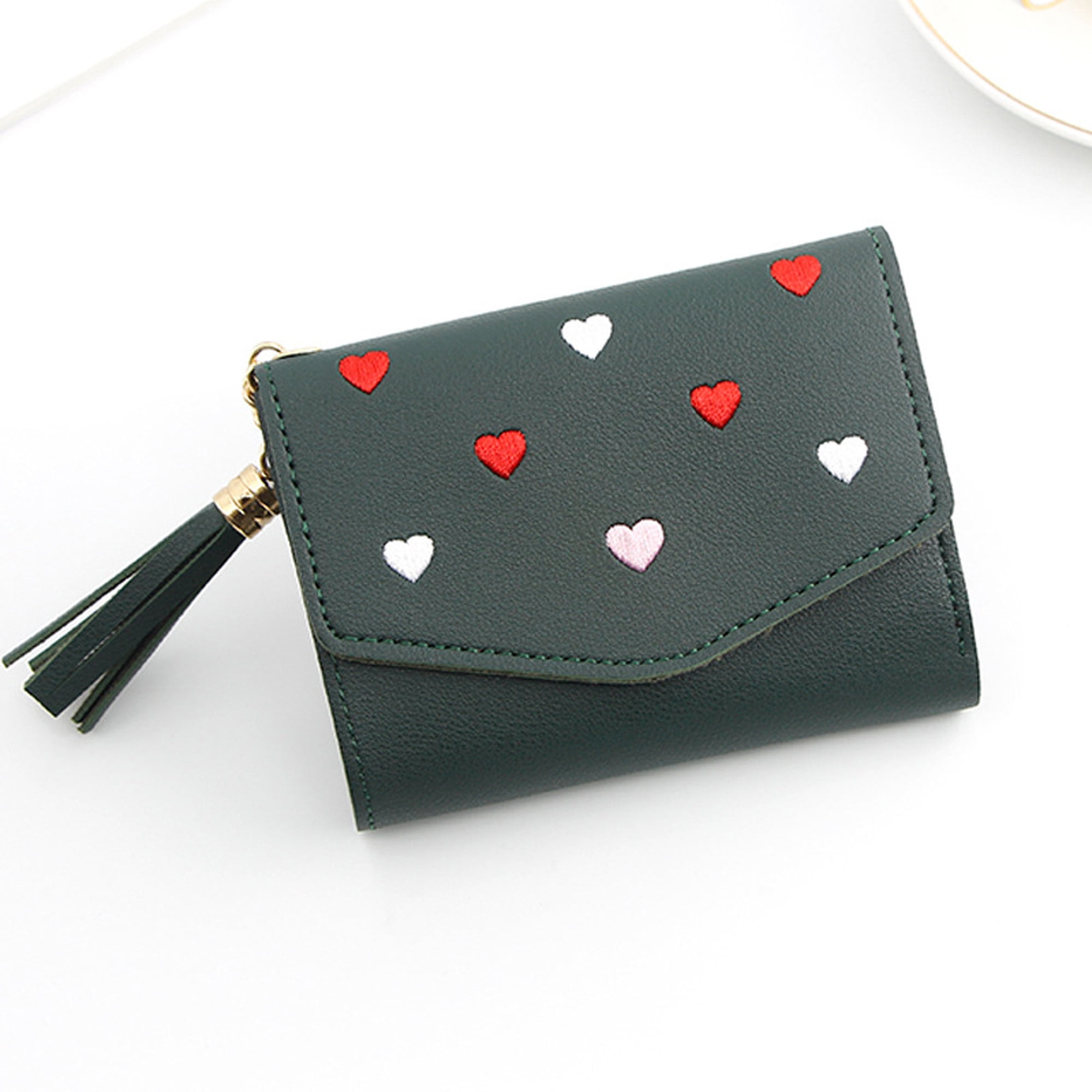 Girls Heart-shaped Tassel Wallet Smal Women's Wallet Lovely Pu Leather ...