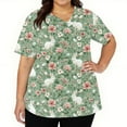Hogleaql Women Easter Scrubs Top Short Sleeve V-Neck Plus Size Working ...