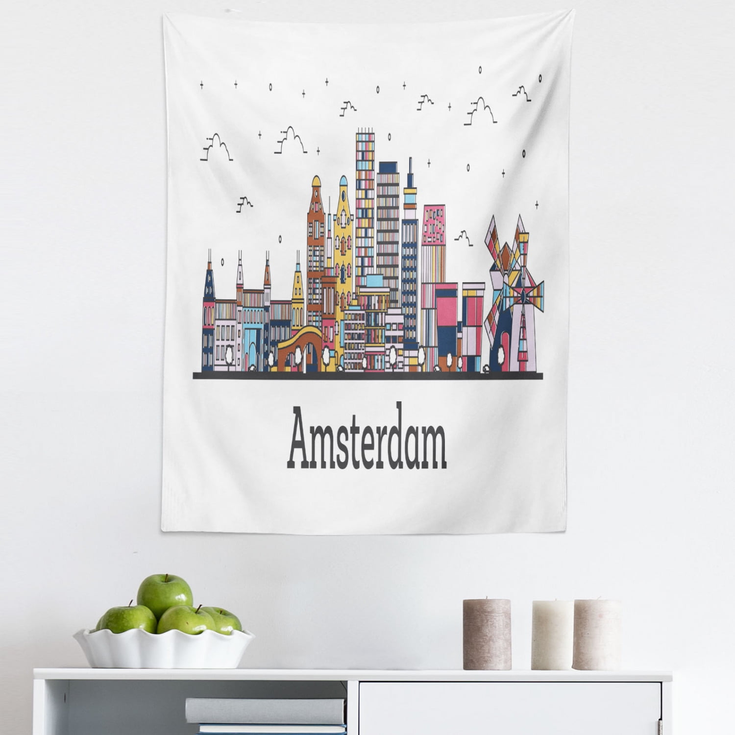 Amsterdam Tapestry, Buildings in a Panoramic View Netherlands Culture ...