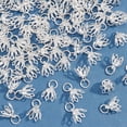 80Pcs Flower Rack Plating Brass Filigree Bead Cap Pendant Bails 7-Petal ...