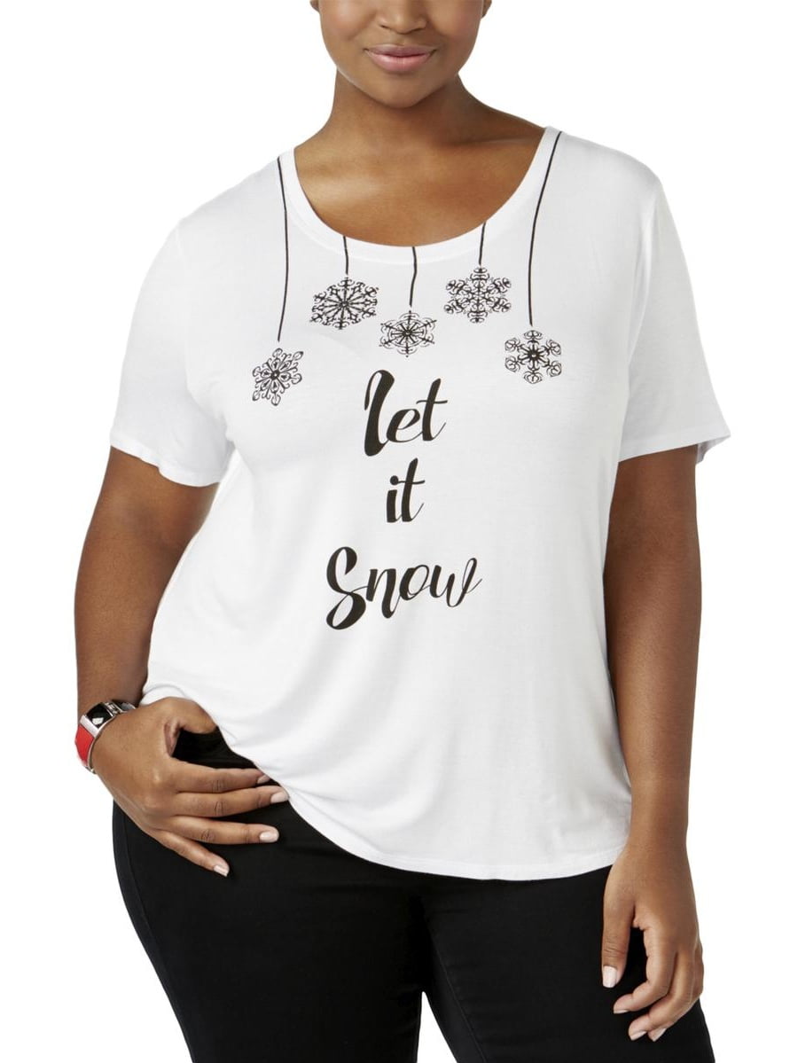 NY Collection Womens Plus Graphic Metallic T-Shirt - Walmart.com