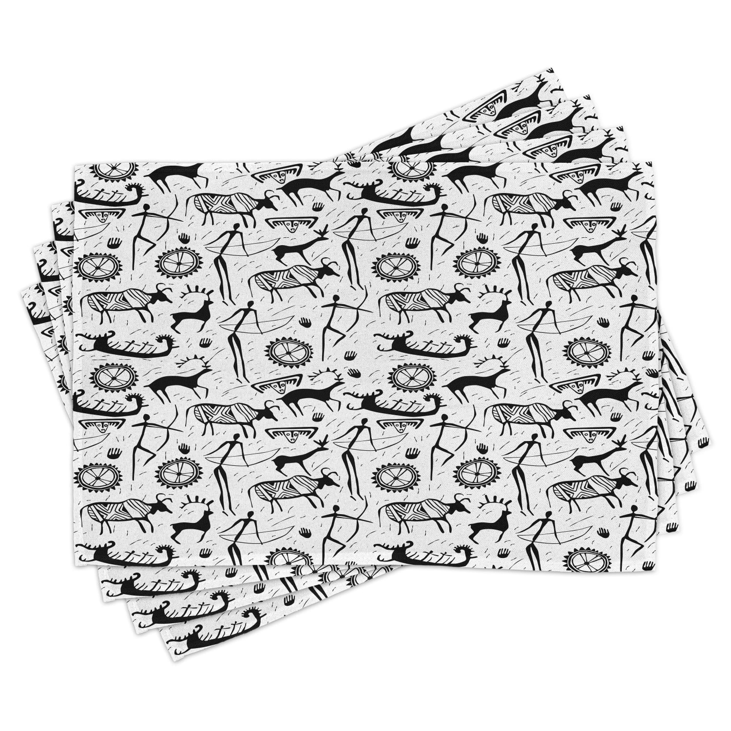 Ambesonne Tribal Place Mats Set of 4, Pattern Animal, Standard Size ...