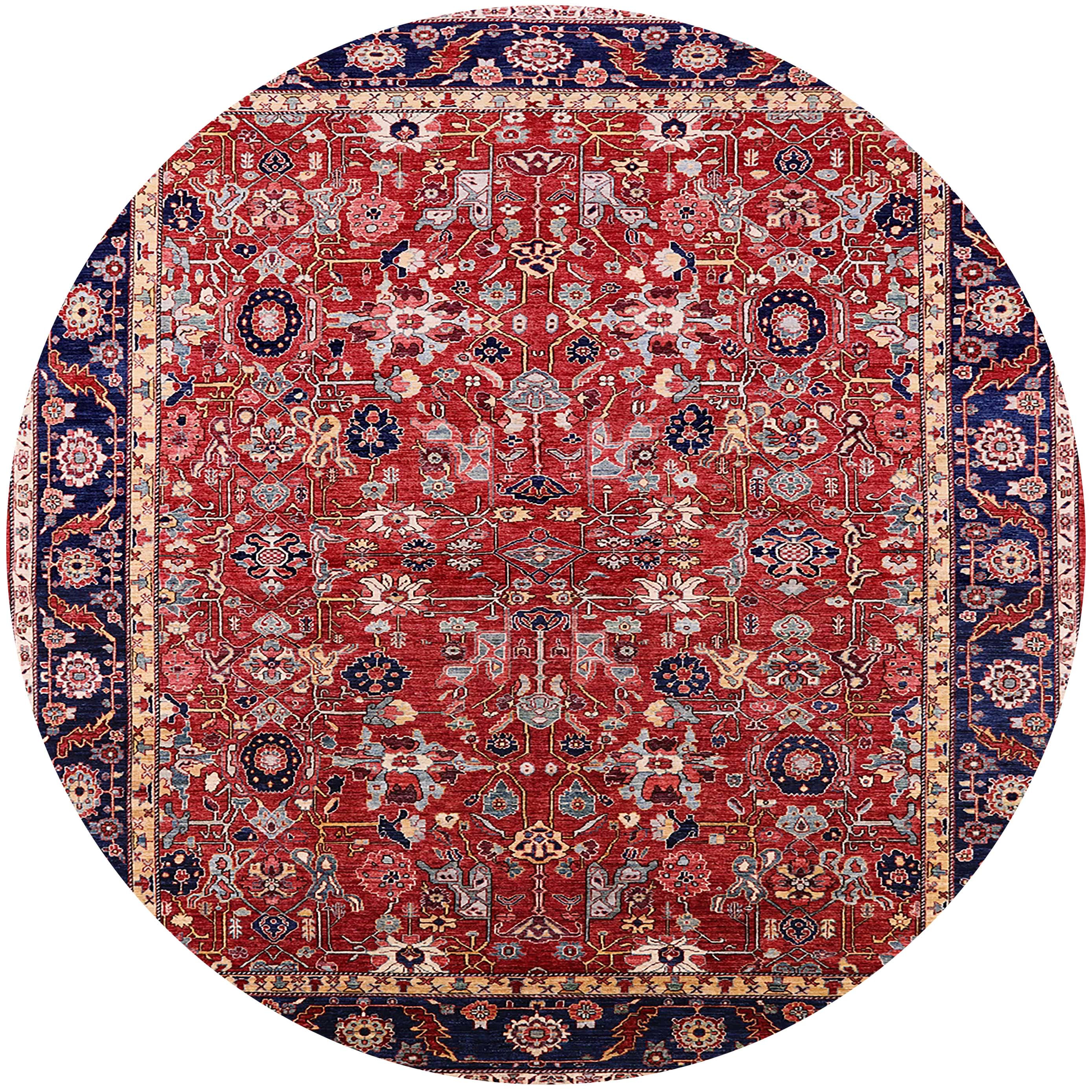 Ahgly Company Indoor Round Mid-Century Modern Cranberry Red Oriental ...