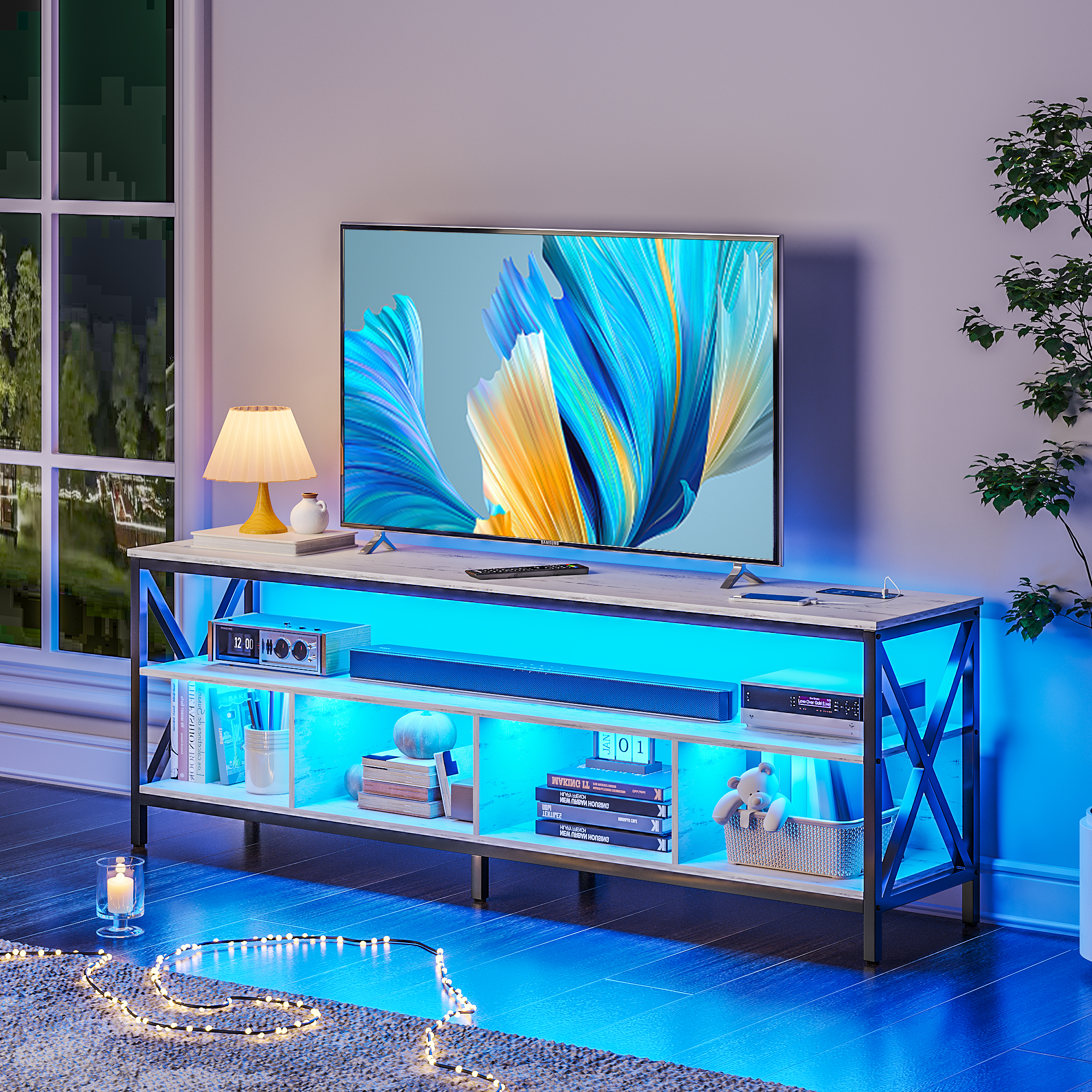 HNEBC LED TV Stand For 75 Inch TV Modern Entertainment Center With HNEBC LED TV Stand For 75 Inch TV Modern Entertainment Center With