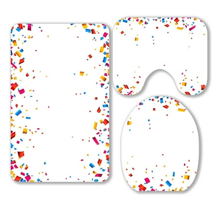 EREHome Colorful celebration frame confetti 3 Piece Bathroom Rugs Set ...