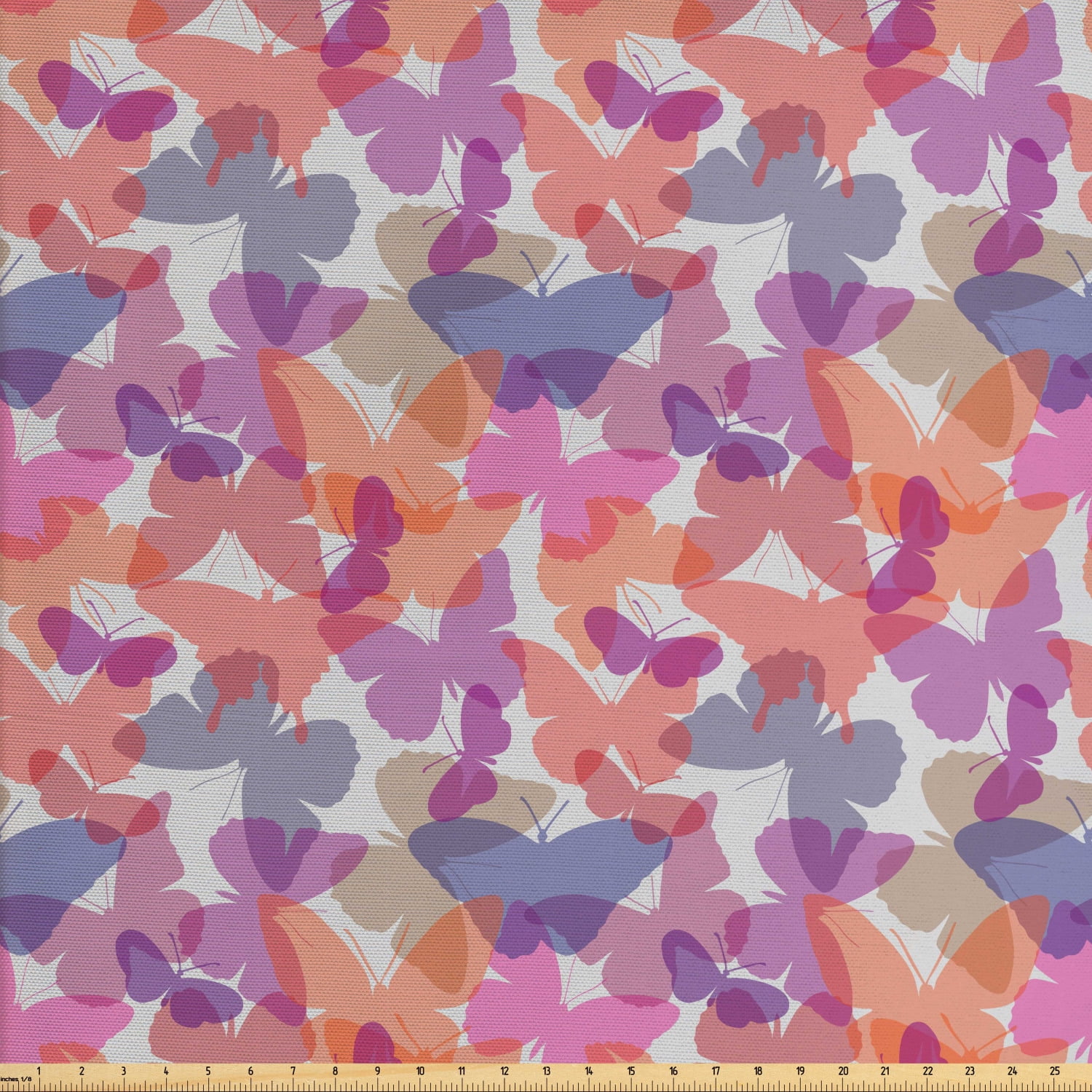 Muted Colors Fabric by the Yard, Charming Layout of Butterfly ...