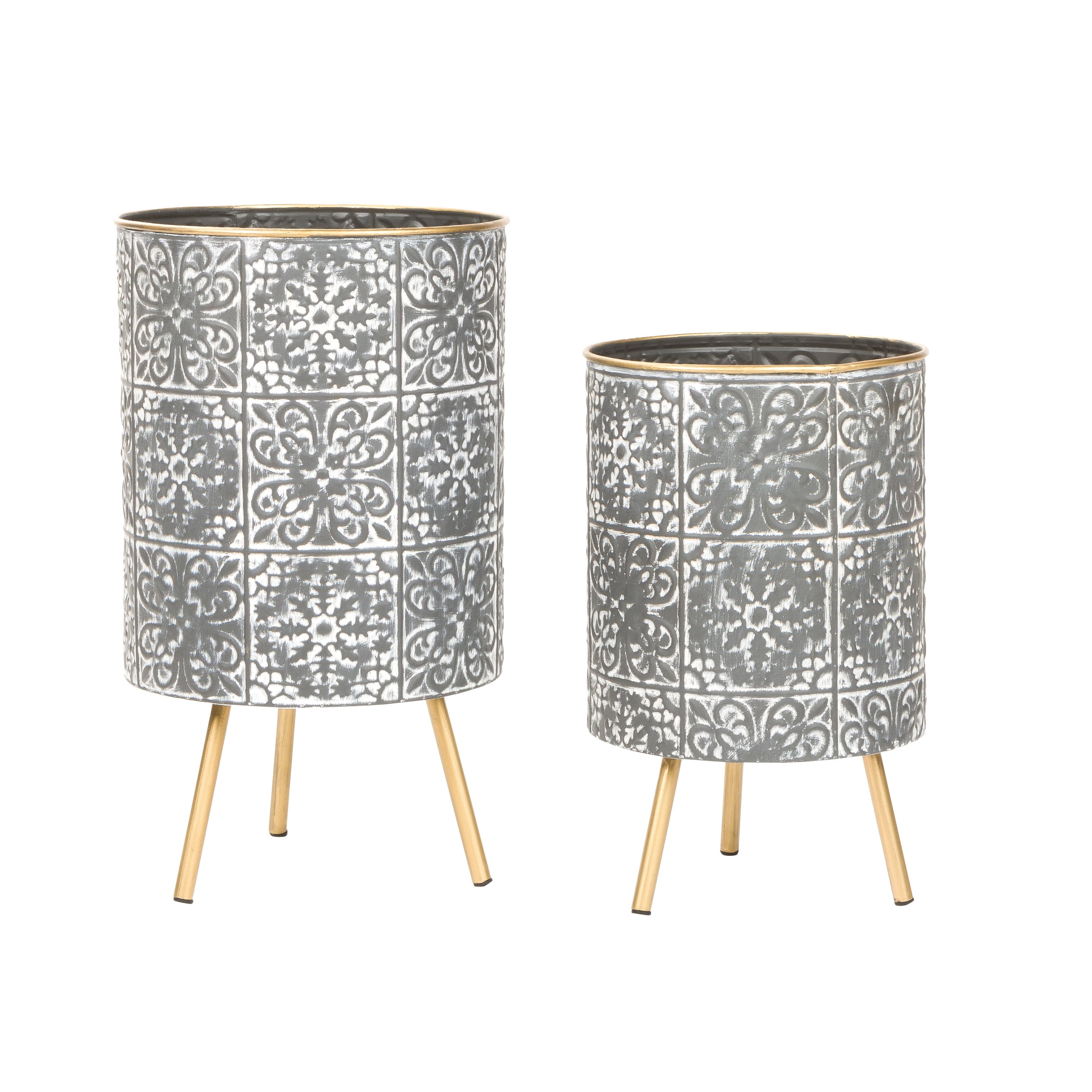 Bantu Modern Metal Planters (Set of 2) - Gray - Walmart.com