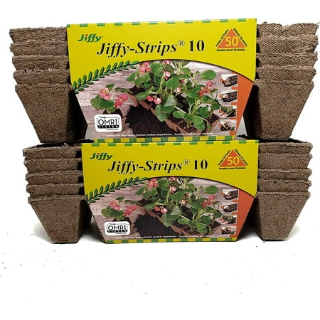 Jiffy-Strips 10 Peat Pots Starter Cells (10 Trays) Grows 100 Plants ...