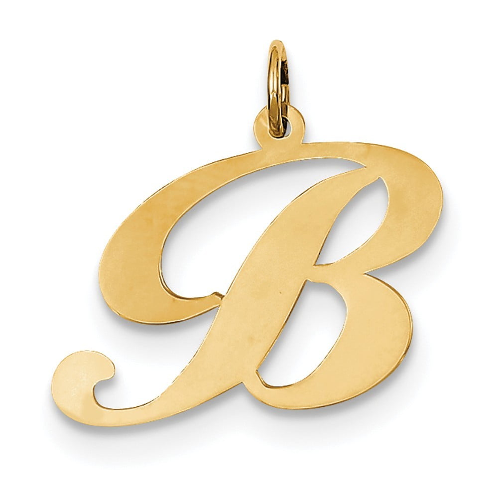 14k Yellow Gold Large Fancy Script Initial B Charm - .7 Grams ...