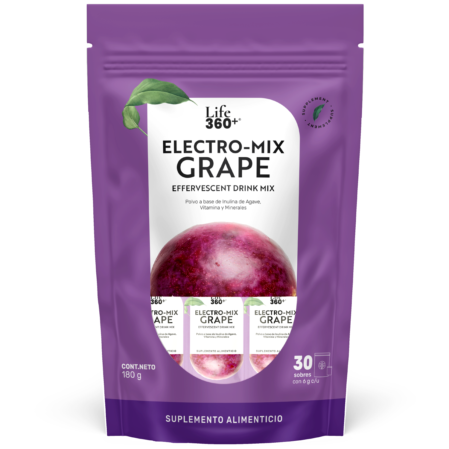 Life 360+ ELECTRO-MIX EFFERVESCENT DRINK MIX UVA | 30 sobres de 6 ...