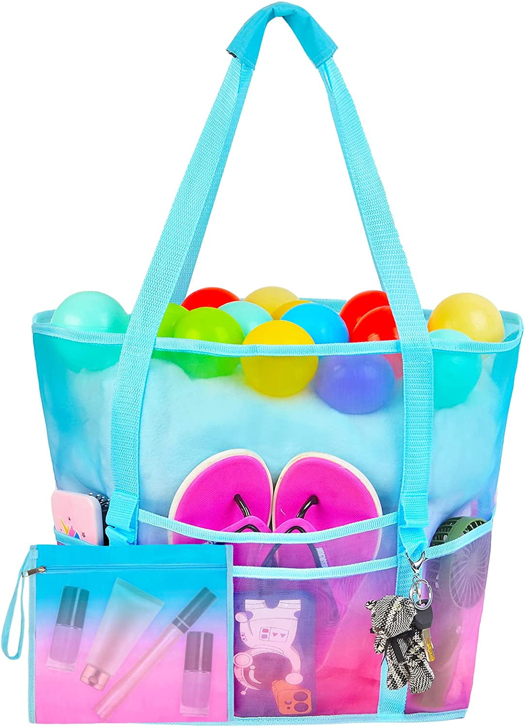 Mesh Beach Bag, Large Beach Tote Bag Women Pool Bags with Zipper 10 ...