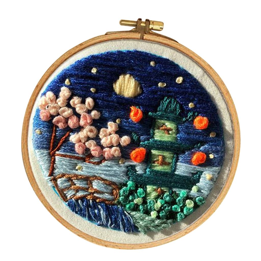 Embroidery Starter Sky Embroidery Hoop Sewing Tool Set DIY Stitch ...