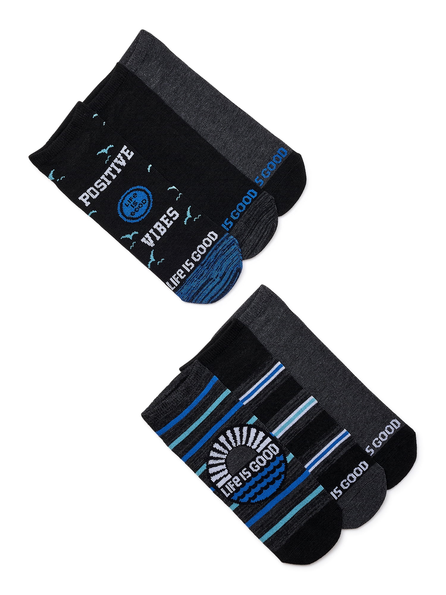 Life is Good Socks Mens Large 6-12 Black Low Cut Performance 6 Pack ...