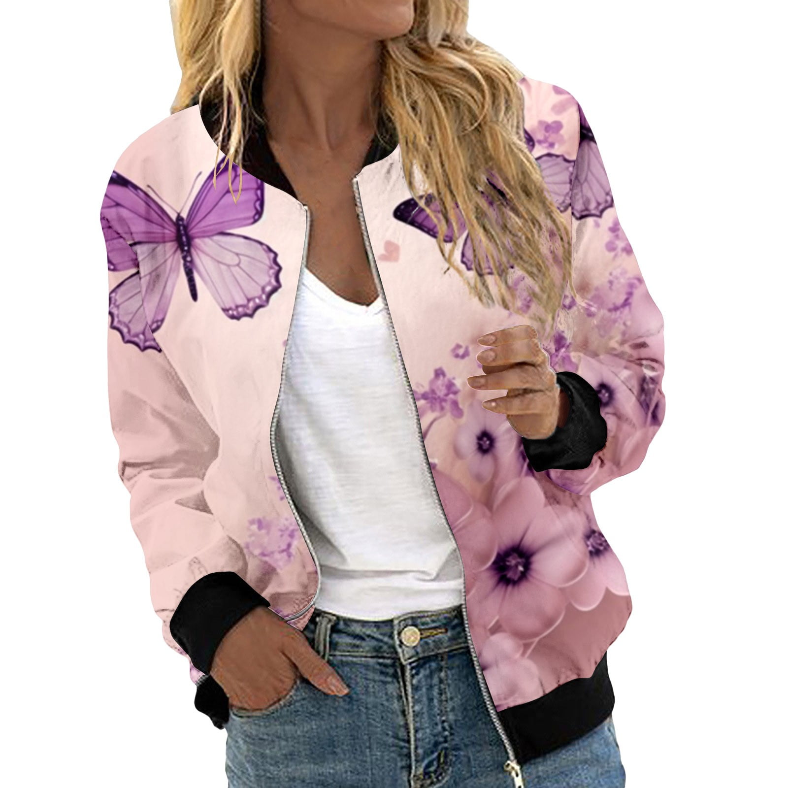 Click here for Bmisegm Womens Casual Jackets Zip Up Jacket Floral... prices
