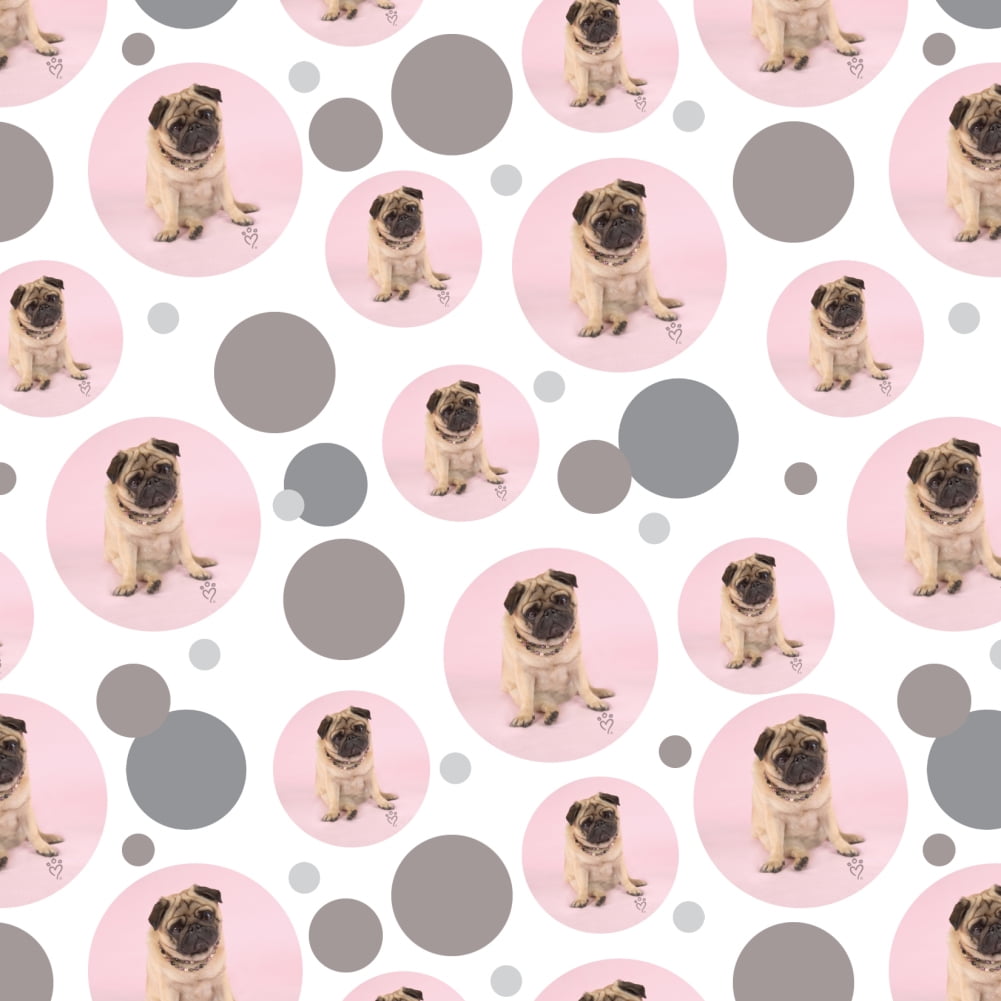 Pug Puppy Dog Sitting Pink Necklace Premium Gift Wrap Wrapping Paper ...