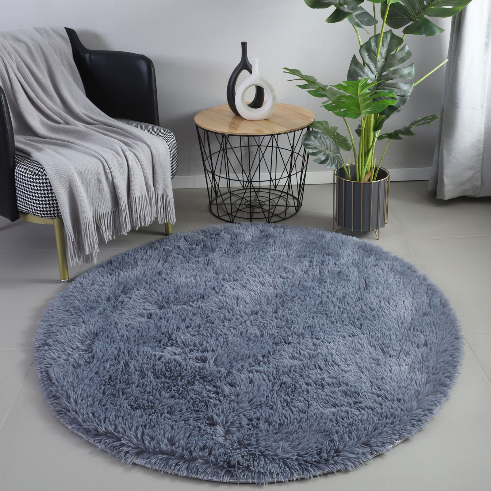 Round Rug for Bedroom, Fluffy Circle Rug 31.5in for Kids Girls Baby ...