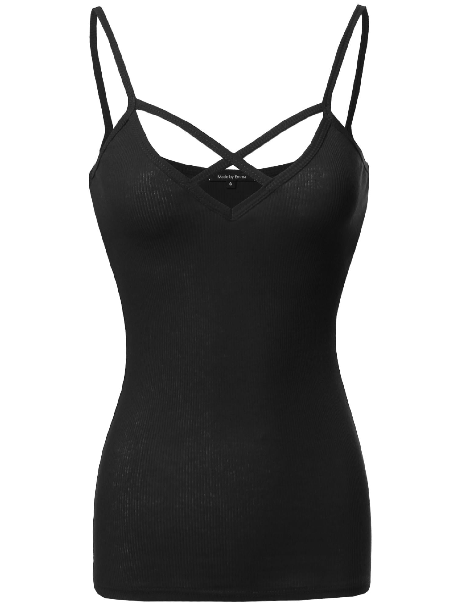 FashionOutfit Women's Caged Front Spaghetti Strap Soft Stretchy Ribbed ...