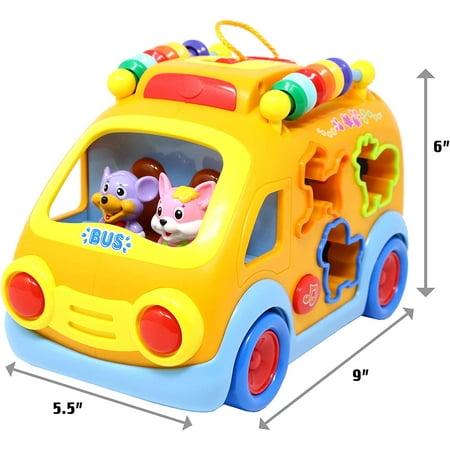 LED Musical Toy Electronic Music School Bus Baby Interactive Learning ...