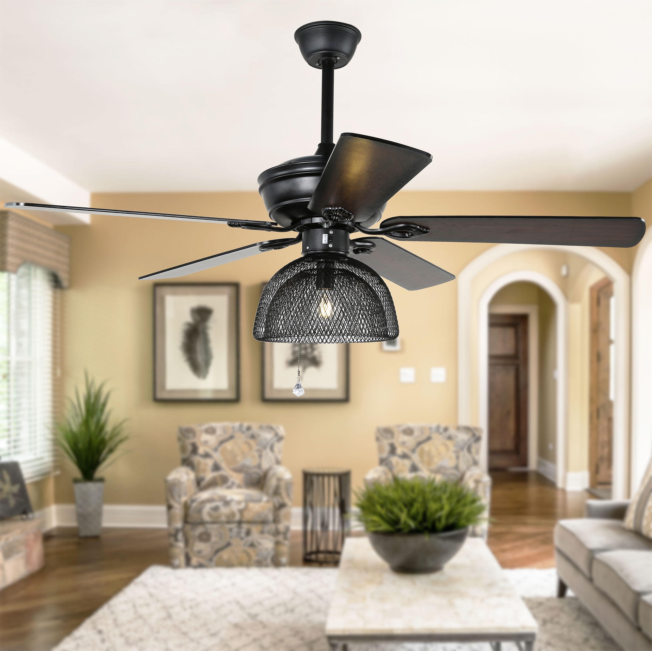 Oaks Aura Industrial Standard Ceiling Fan Reversible 5-Blade Light ...