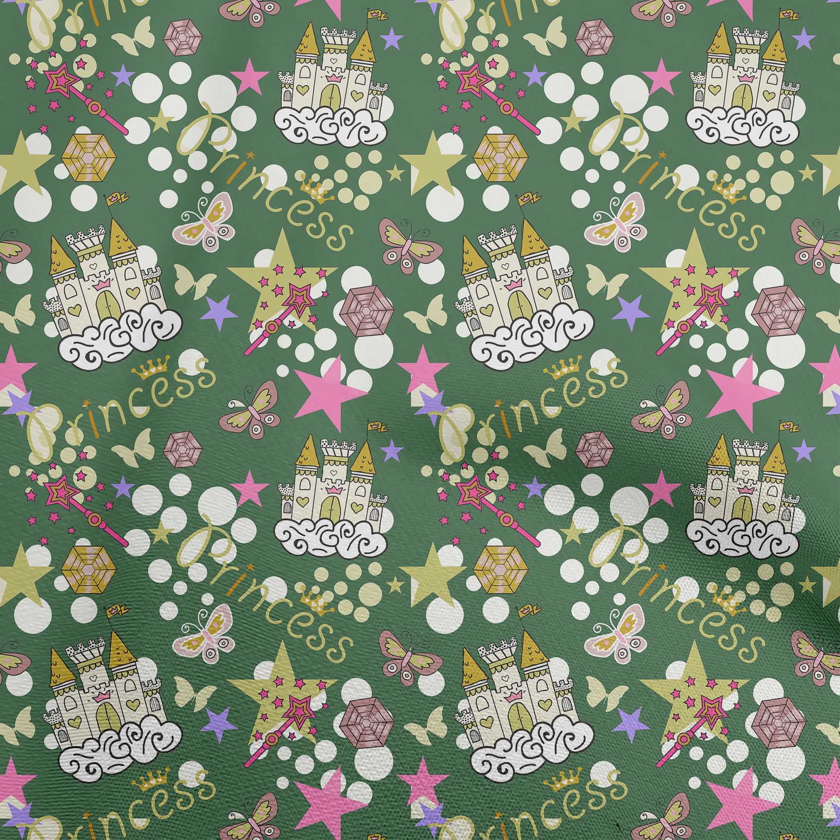 oneOone Viscose Jersey Green Fabric Kids Princess Castle Fabric For ...