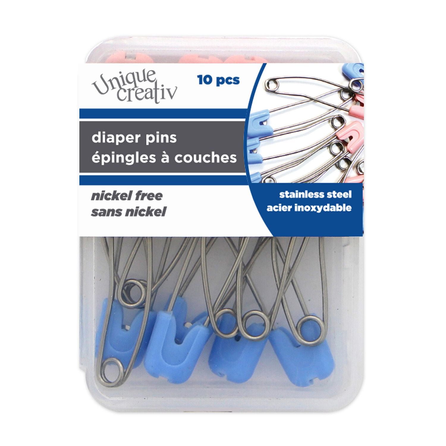 Click here for Unique Creativ Diaper Safety Pins - Blue & Pink He... prices